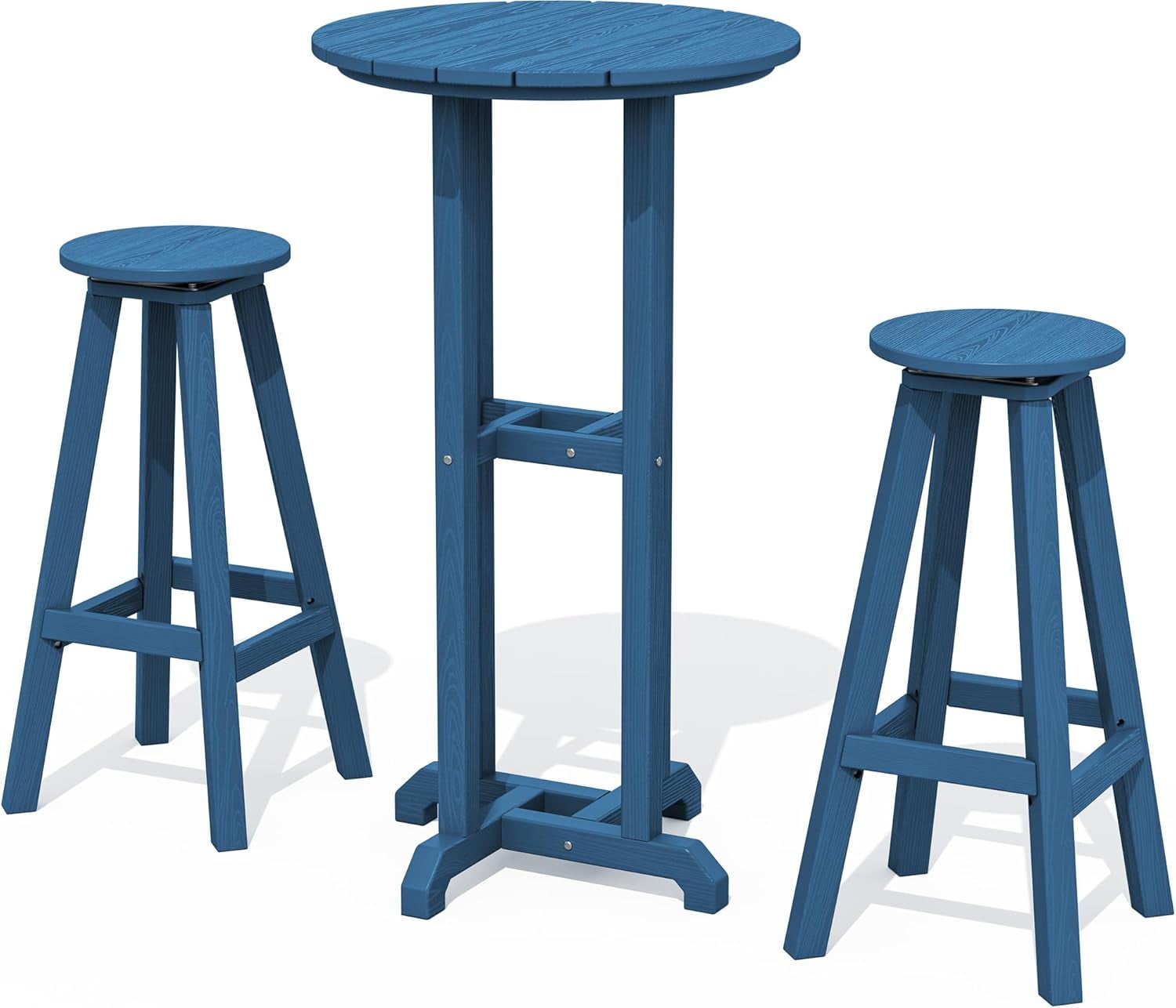 SERWALL Outdoor Bar Table and Chairs Set, Round Bar Table with 2 Swivel ...