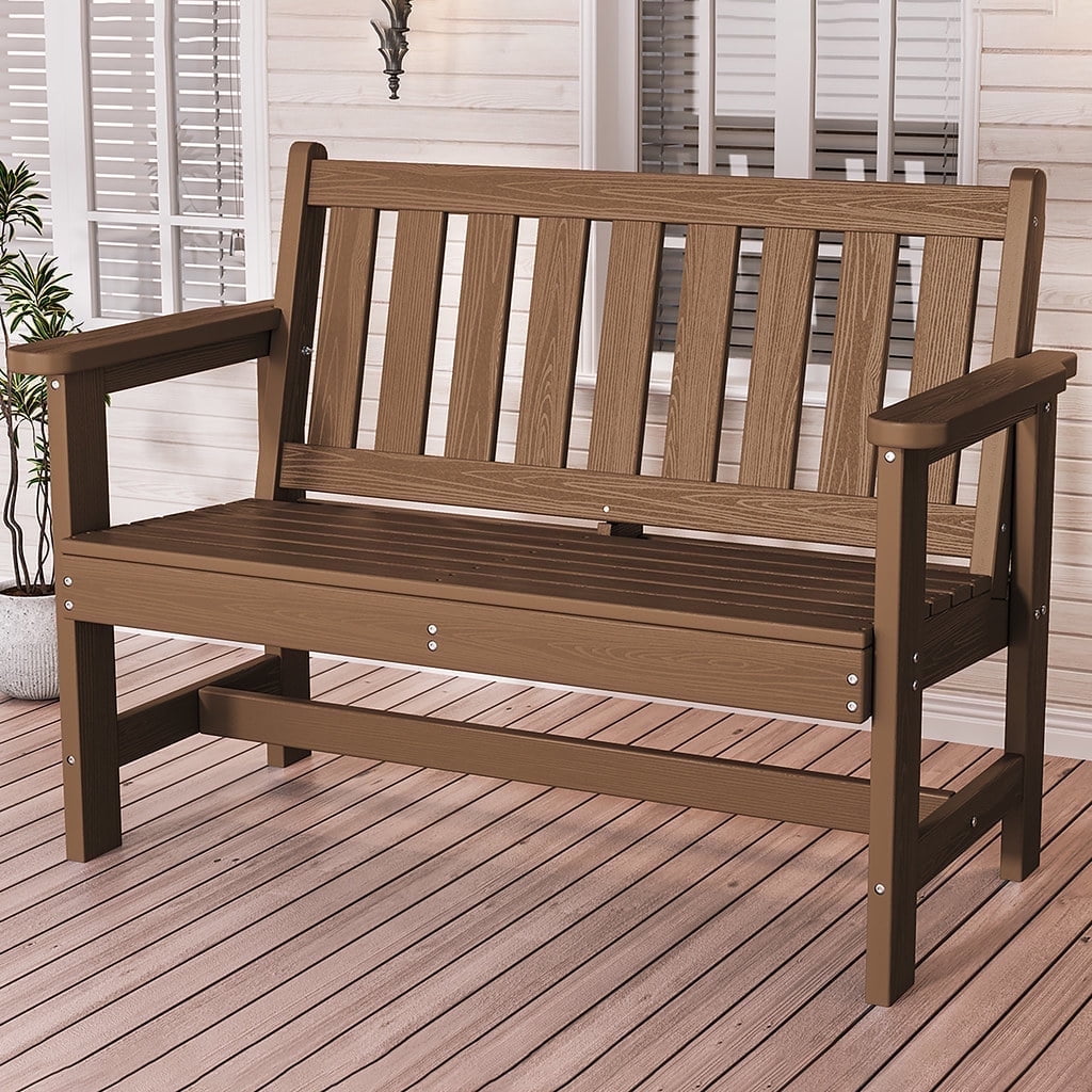 SERWALL Outdoor Bench, 2-Person, Durable HDPE, Aluminum Reinforced, 660 ...