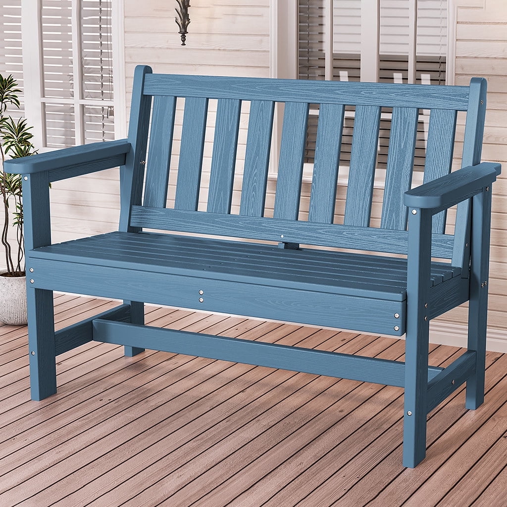 SERWALL Outdoor Bench for 2-Person, Weather-Resistant HDPE with ...