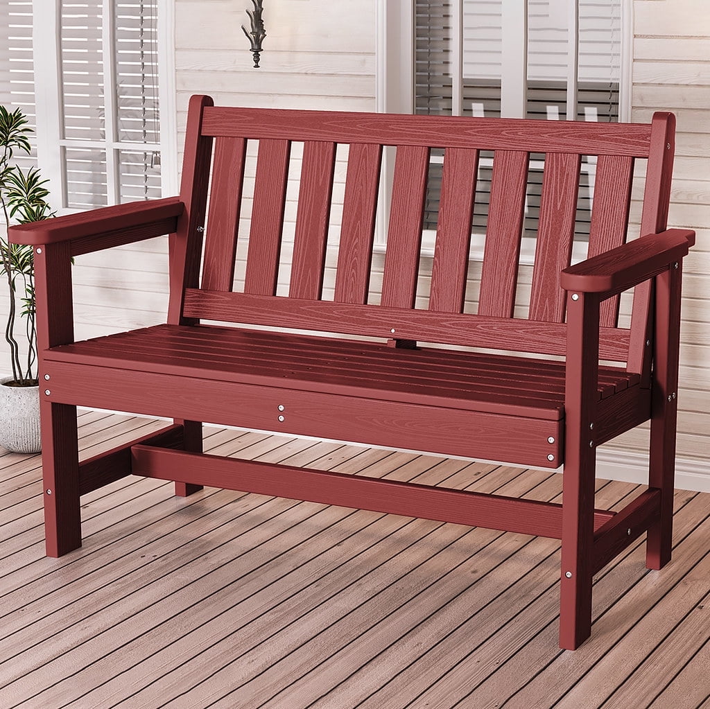 SERWALL Outdoor Bench for 2-Person, Weather-Resistant HDPE with ...