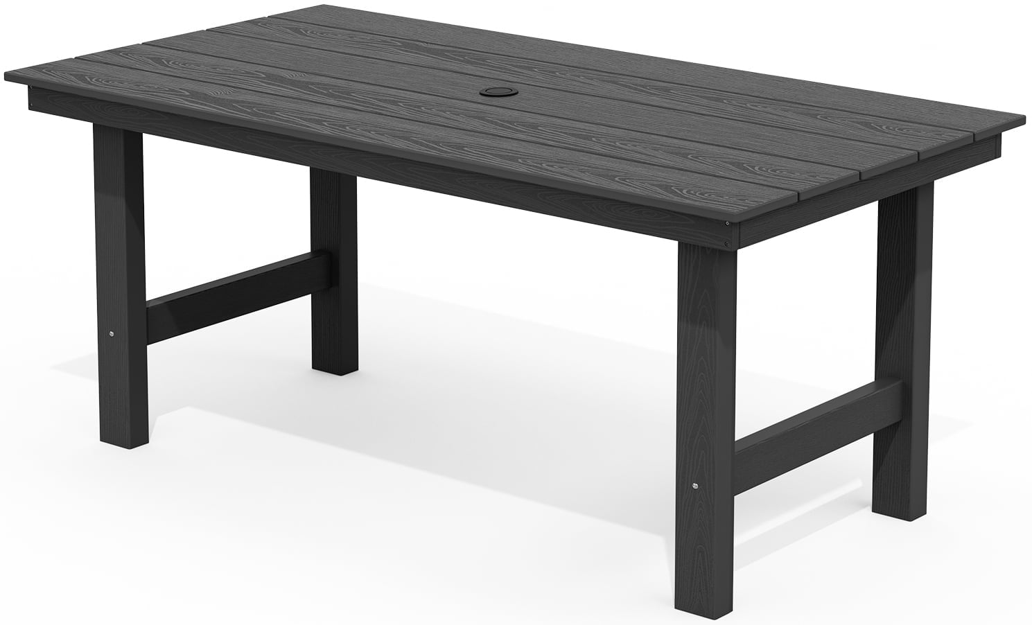 SERWALL Outdoor Dining Table, 67" Rectangle HDPE Dining Table with ...