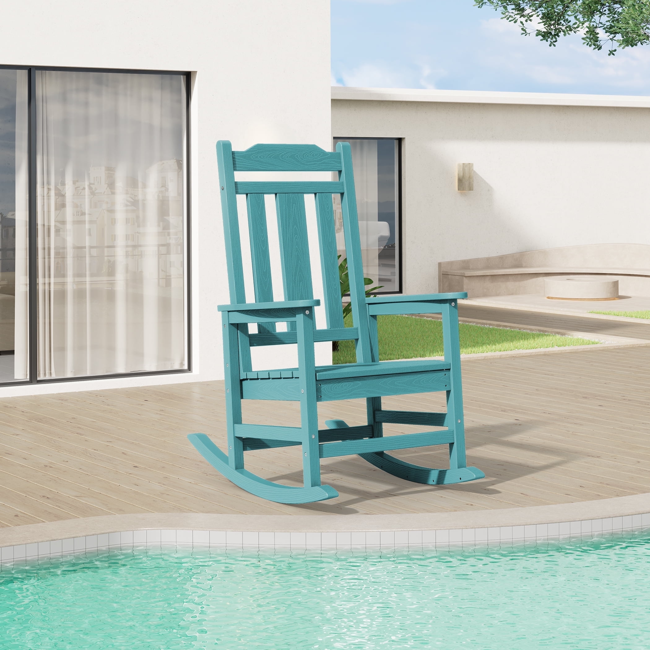 SERWALL Outdoor Rocking Chair， HDPE Patio Rocking Chair, Heavy Duty ...