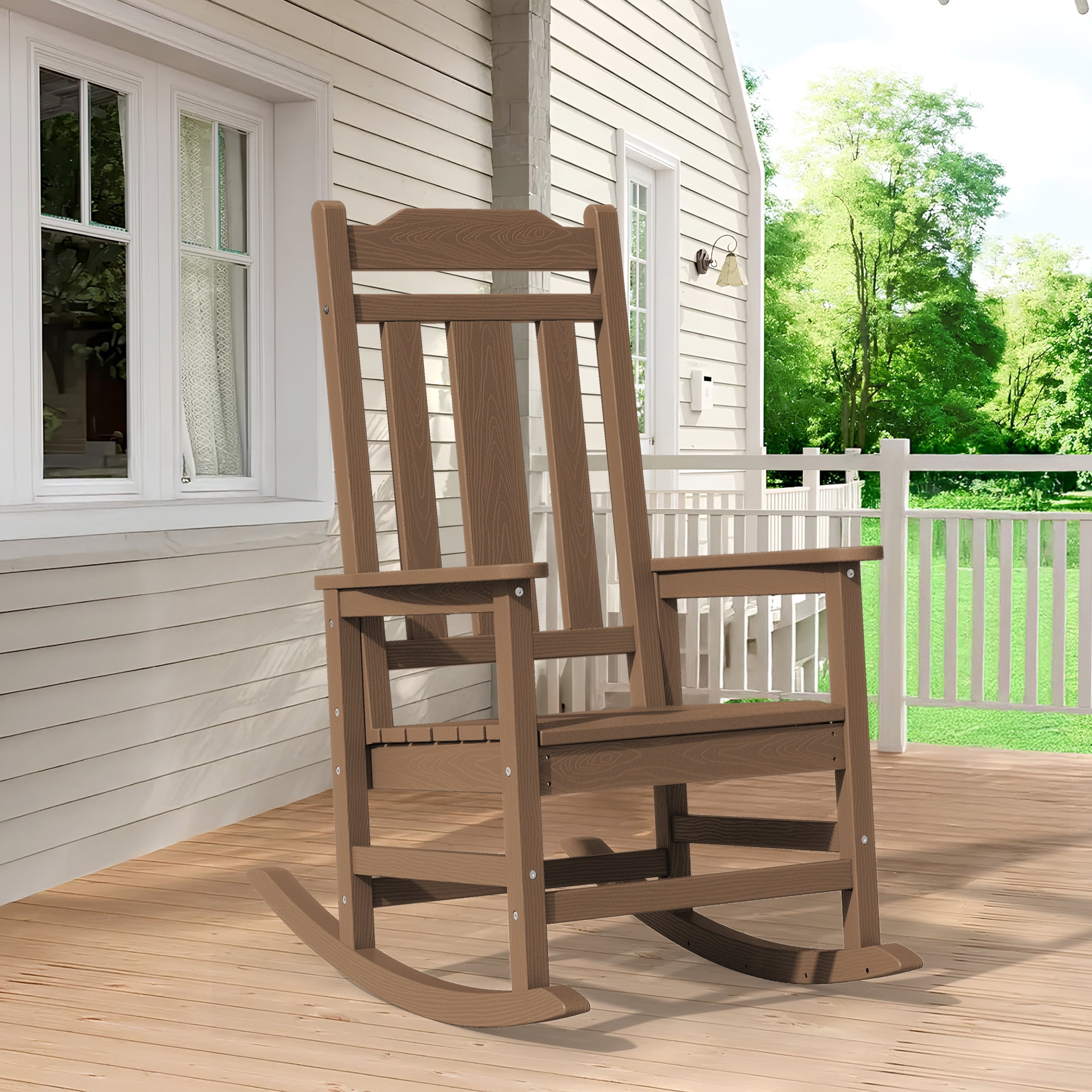 SERWALL Outdoor Rocking Chair， HDPE Patio Rocking Chair, Heavy Duty ...