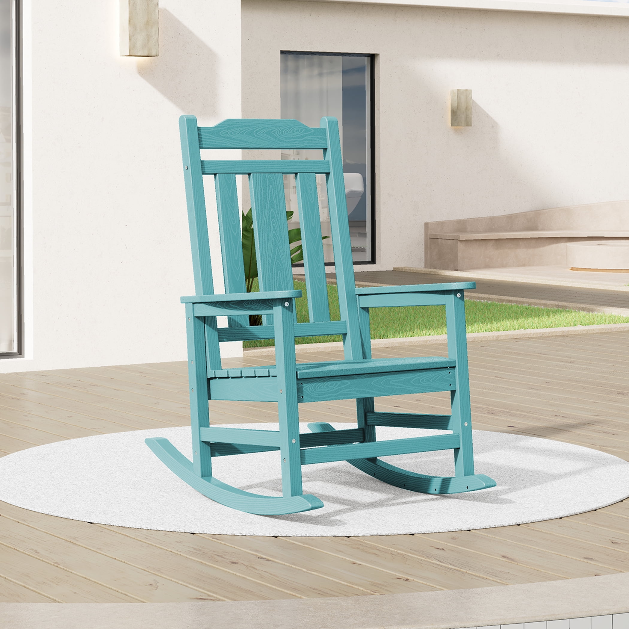 SERWALL Oversized Outdoor Rocking Chair, All Weather Patio Rocking ...