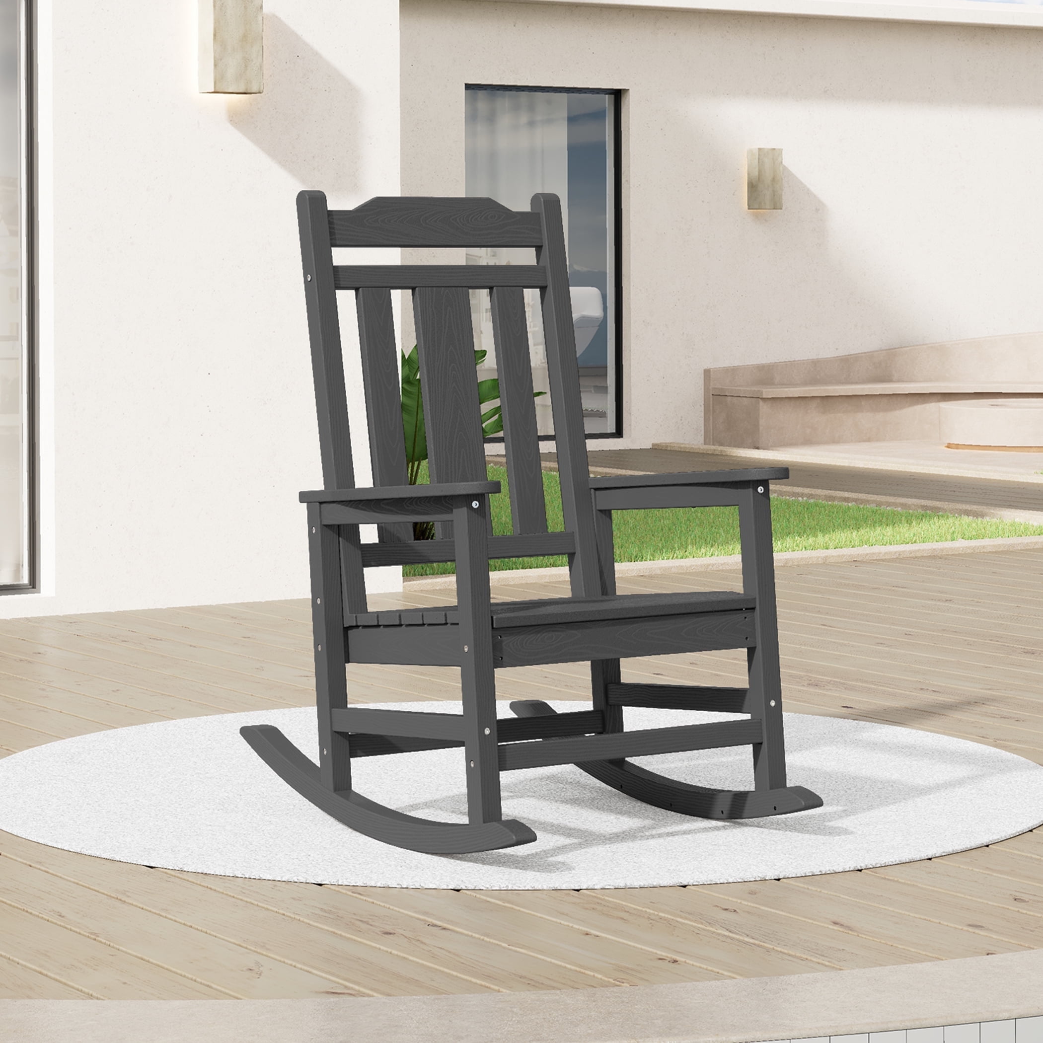 SERWALL Oversized Outdoor Rocking Chair, All Weather Patio Rocking ...