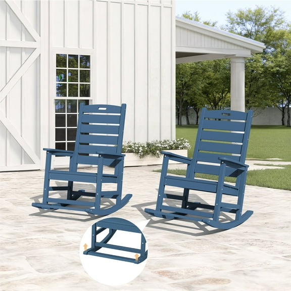 SERWALL Oversized Outdoor Rocking Chair, All-Weather HDPE Patio Rocker ...