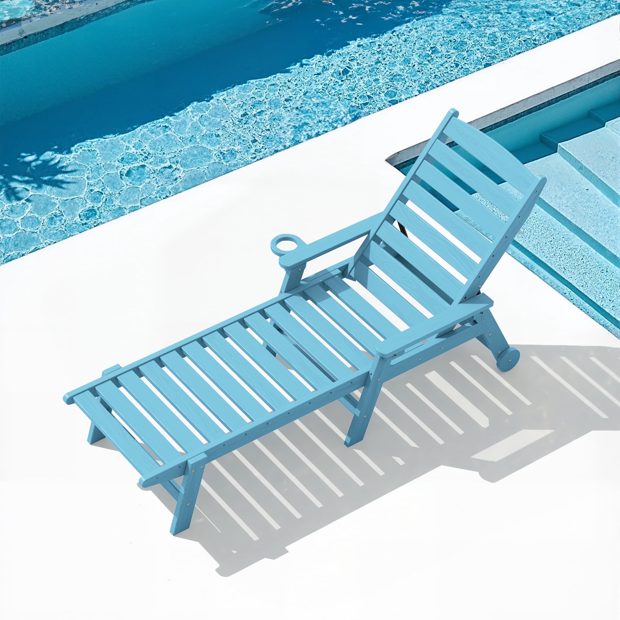 SERWALL Patio Chaise Lounge Chair, 78'' HDPE Outdoor Lounge Chair 5 ...