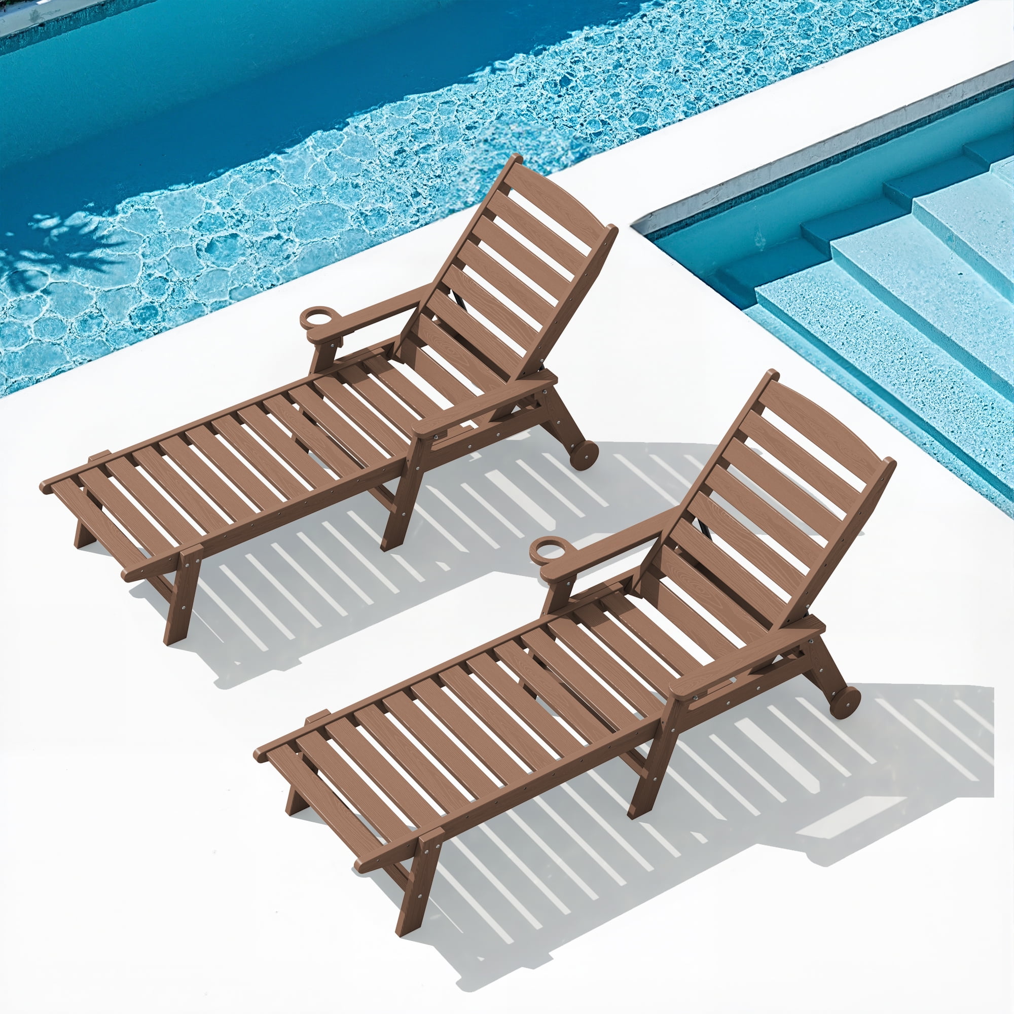 SERWALL Patio Chaise Lounge Chair Set of 2, 78'' Long 5-Positions ...