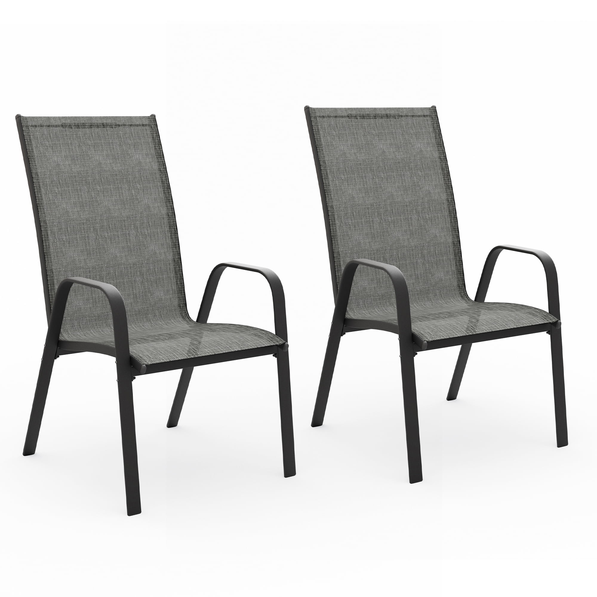 JUSTLET Patio Dining Chairs Set of 2, Outdoor Stackable Armrest Chairs ...