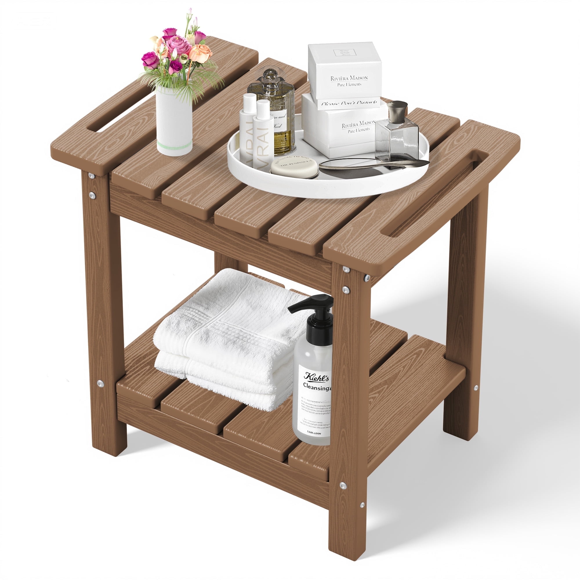 SERWALL HDPE Shower Bench 18.3"x12.6" Waterproof Stool with Handles ...