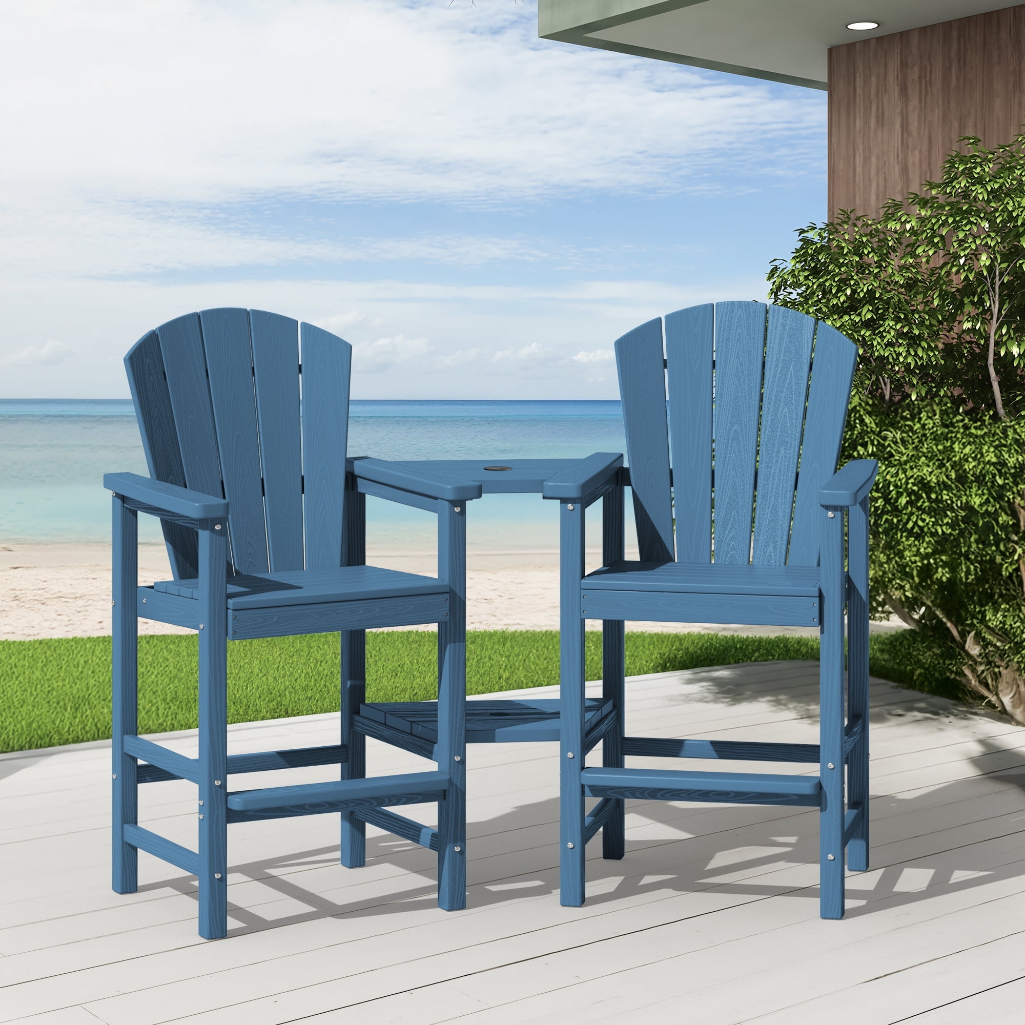 SERWALL Tall Adirondack Chairs Set of 2 with Double Layer Connecting ...