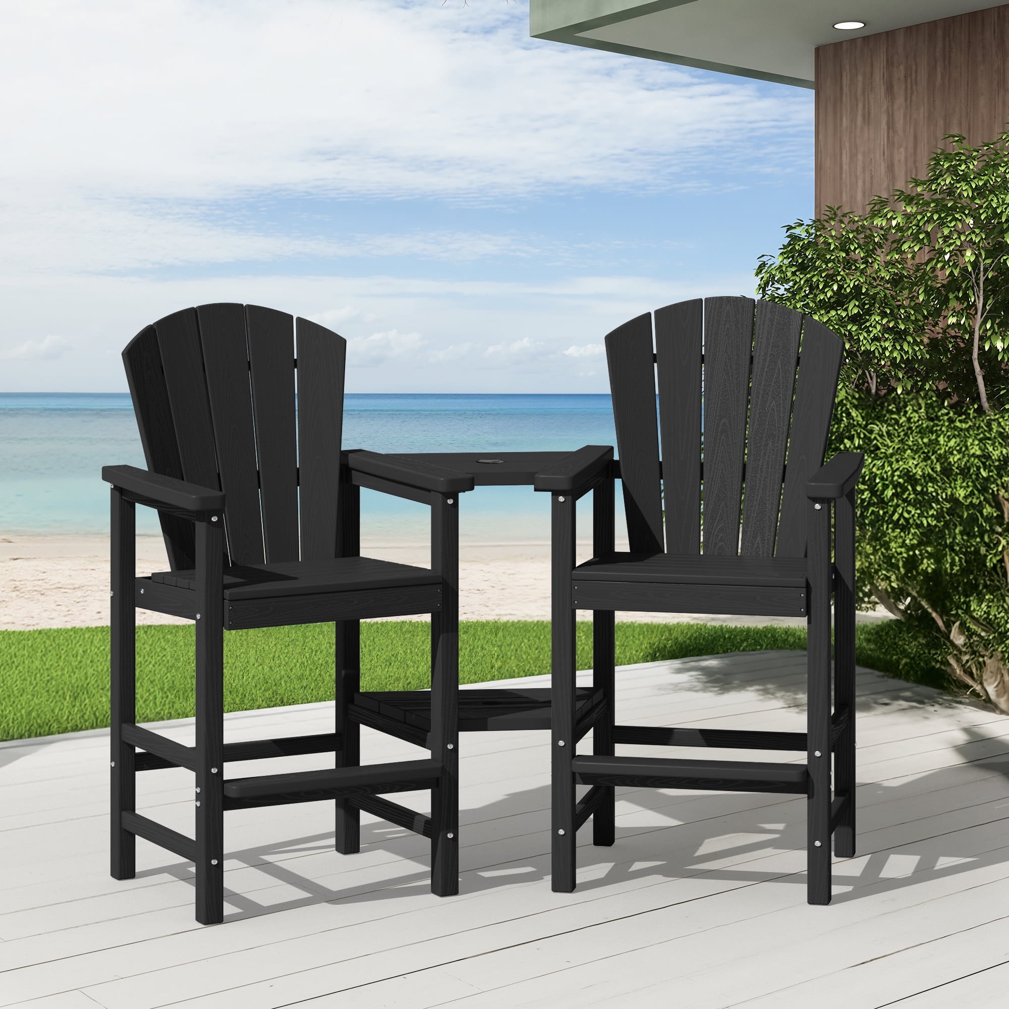 SERWALL Tall Adirondack Chairs Set of 2 with Double Layer Connecting ...