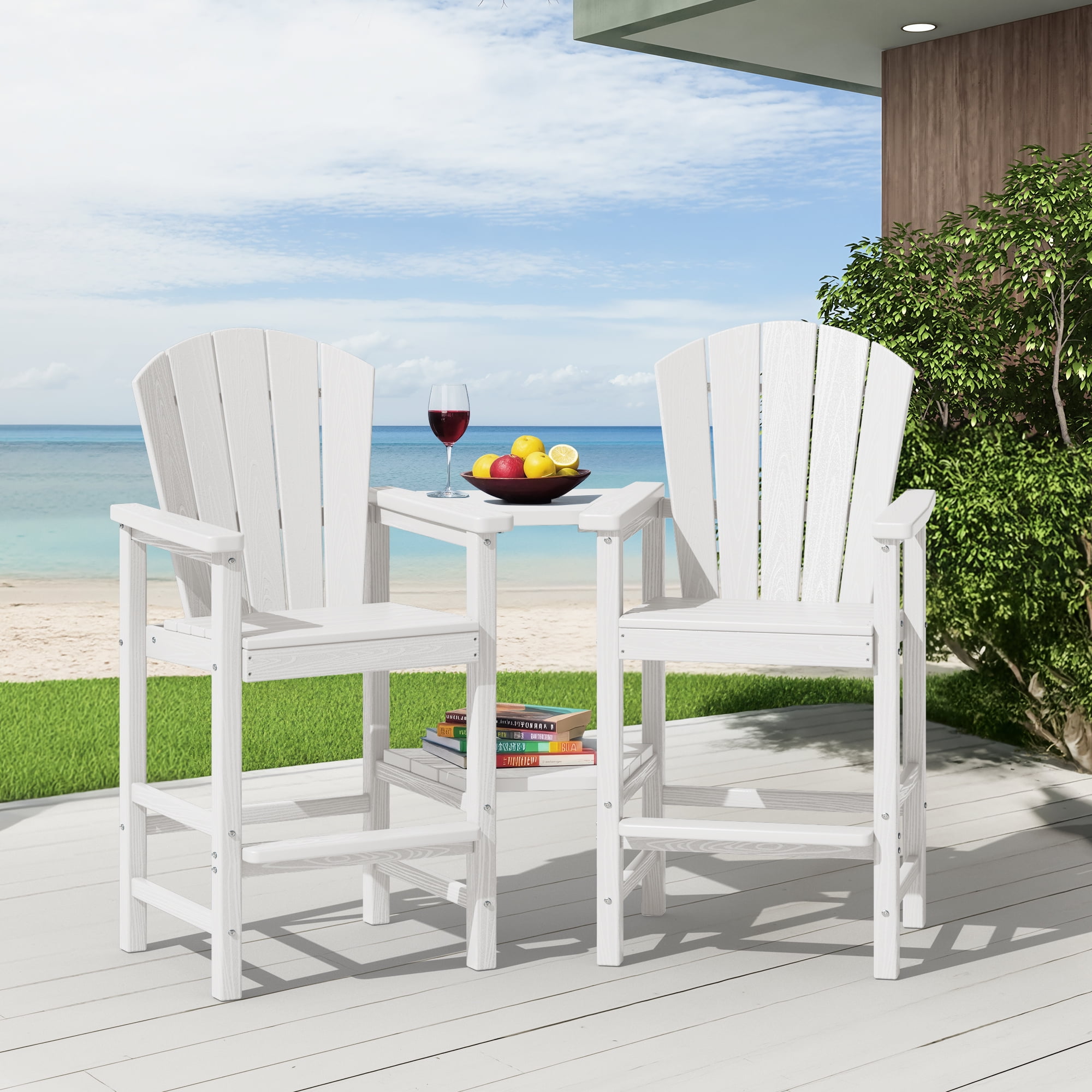 SERWALL Tall Adirondack Chairs Set of 2 with Double Layer Connecting ...