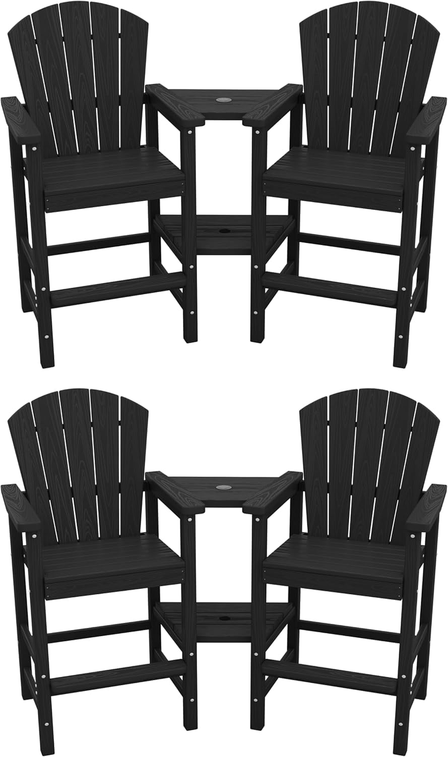 SERWALL Tall Adirondack Chairs Set of 4 with Double Layer Connecting ...