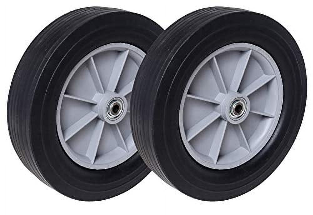 SES Brand 12" Wheel Set of Two, Flat Free Solid Rubber with 3/4" Ball ...