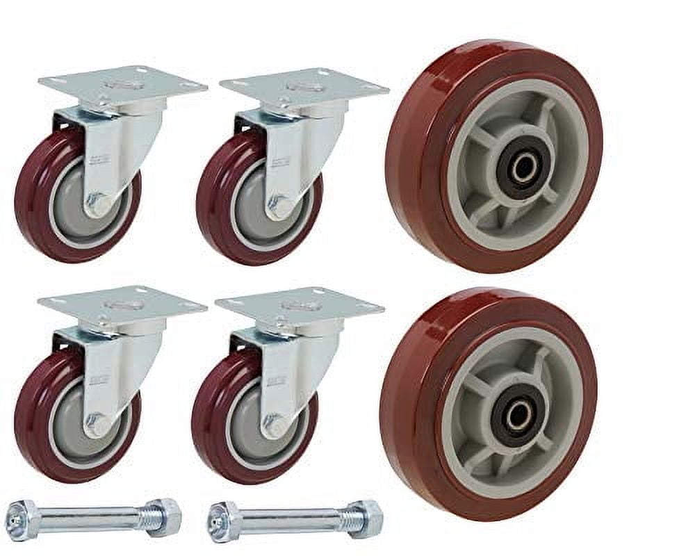 SES Brand U-Boat Cart Replacement Kit of 8x2" Center Wheels, 4x1.25 ...