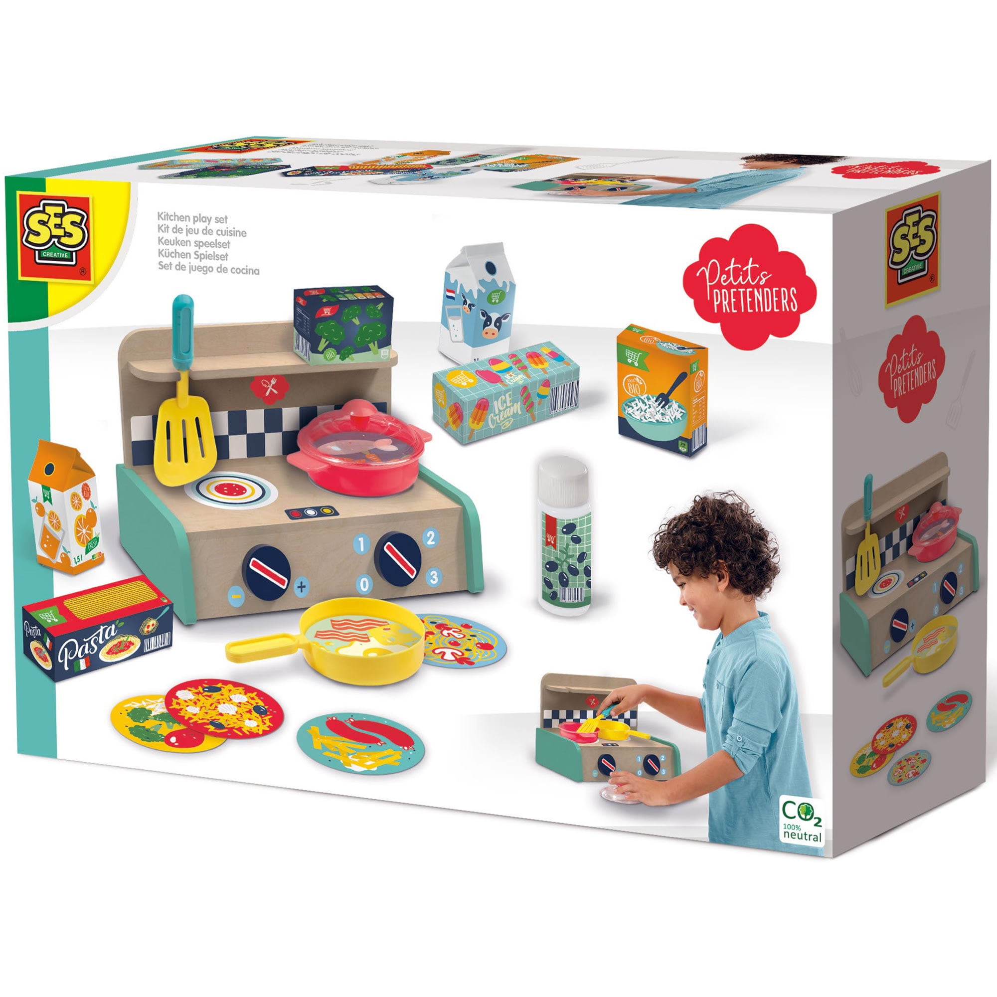 SES Creative: Kitchen Play Set - 16 Piece Toy Set, Wood Kitchen Playset ...