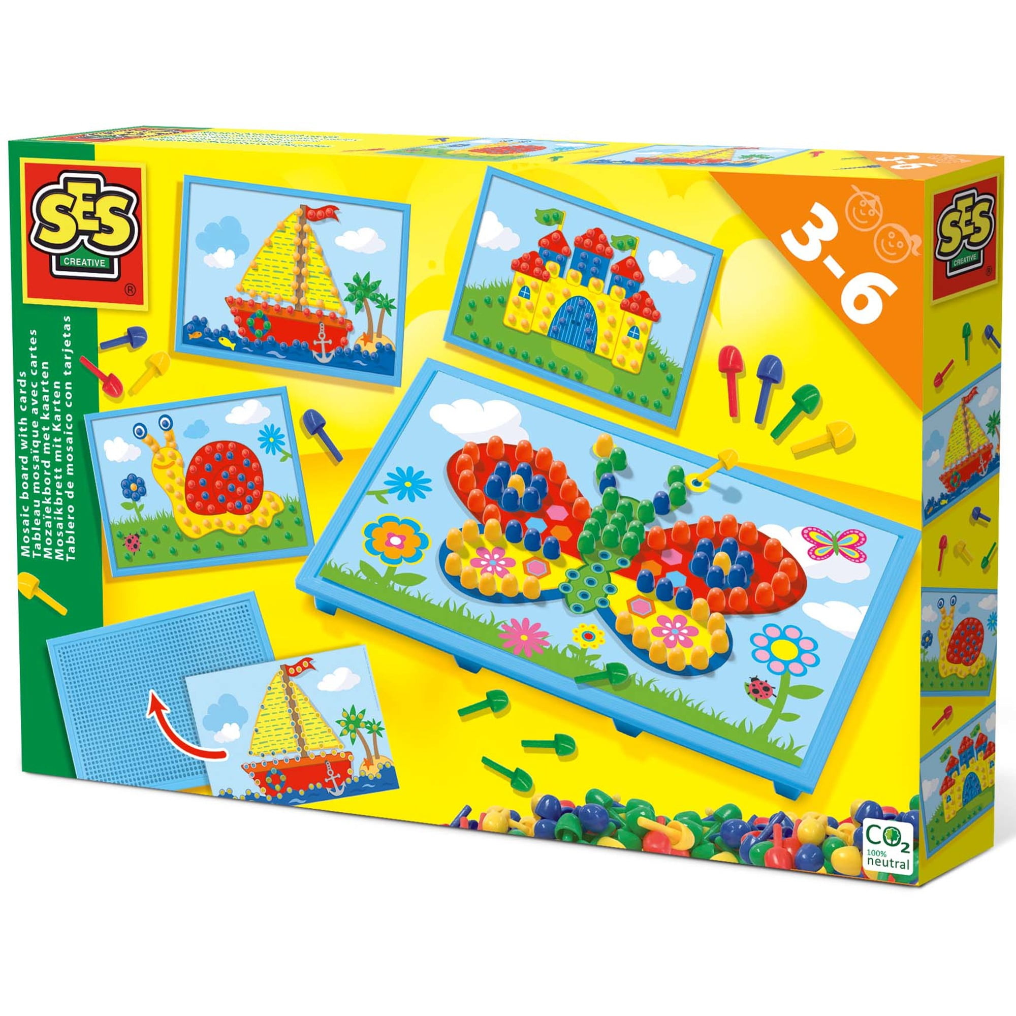 SES Creative: Mosaic Board With Cards - Variety of Colorful Pins & 4 ...