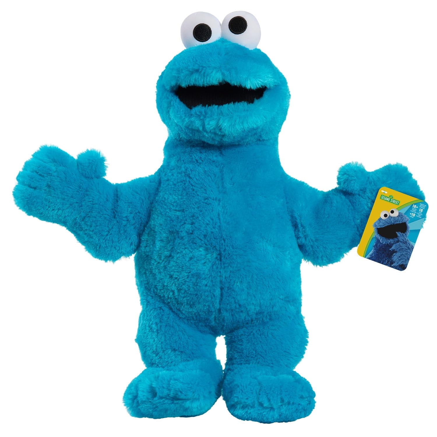 SESAME STREET Just Play Big Hugs 18-inch Large Plush Cookie Monster Stuffed Animal, Blue ...