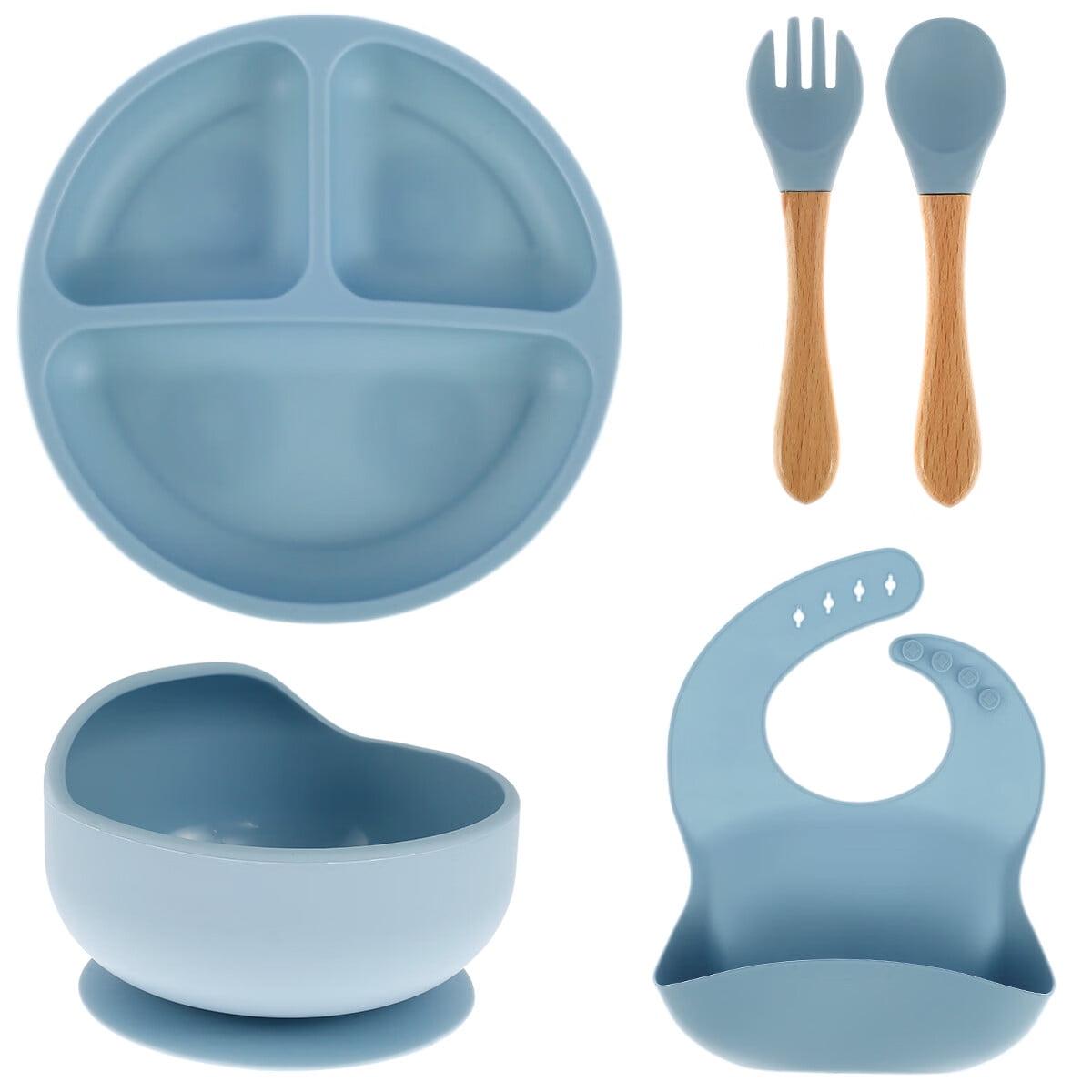 SESAVER 5 Pcs Baby Feeding Set Toddler Weaning Set with Suction ...