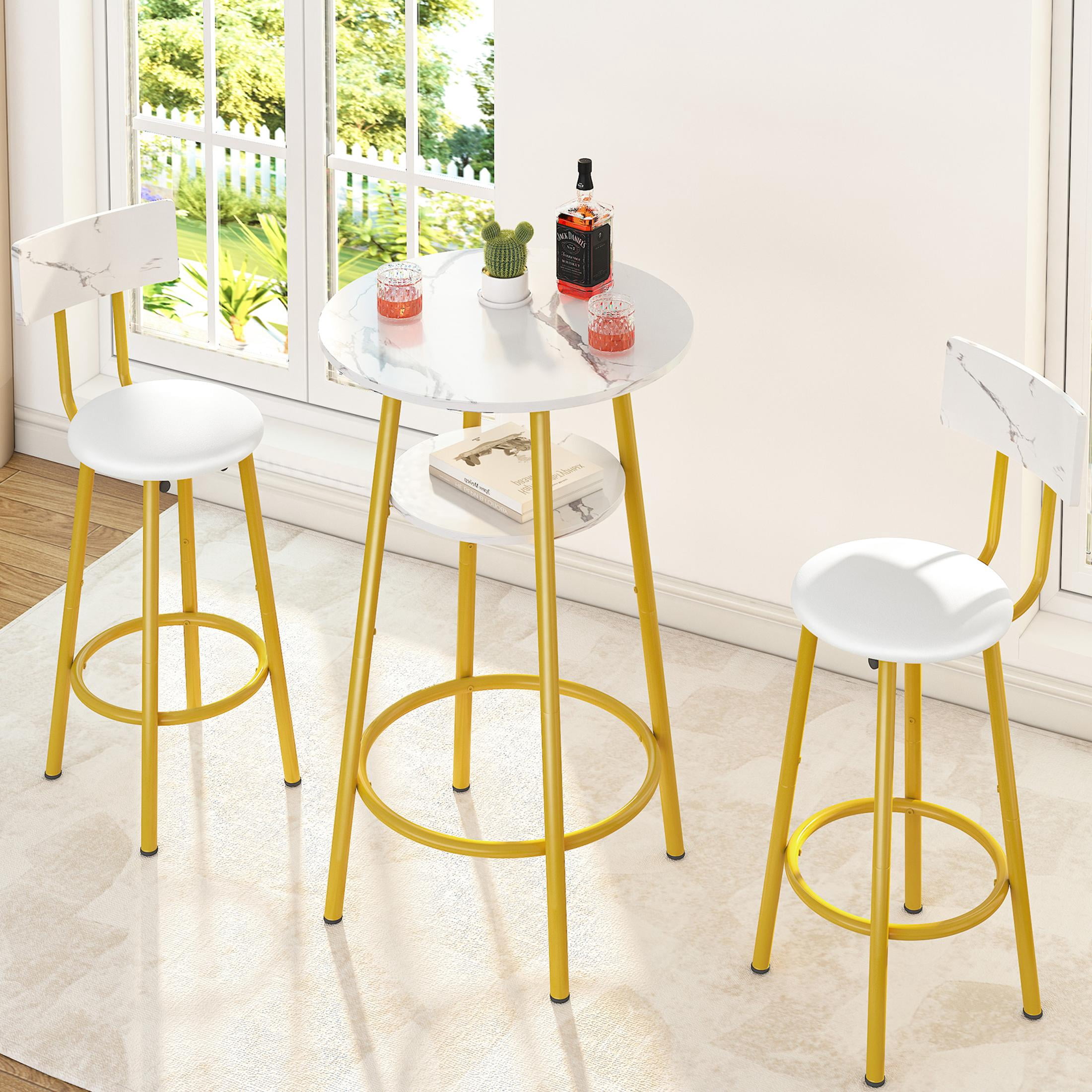 SESSLIFE 3-Piece Counter Height Bar Table Set with Stools, Vintage ...