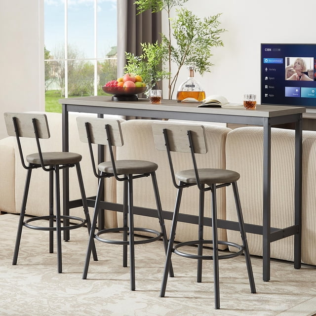 SESSLIFE 4-Piece Counter Height Bar Table Set with 3 Stools, Vintage ...