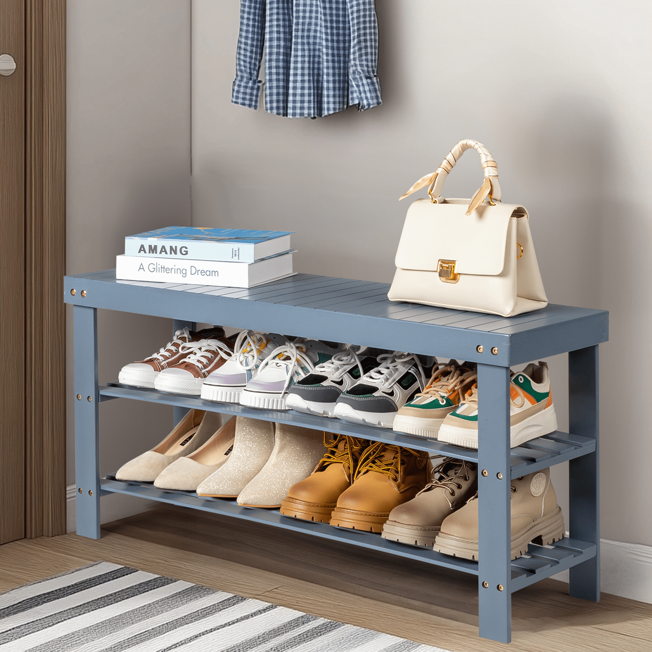 ENYOPRO 3-Tier Shoe Bench，Small Shoe Storage Bench, Storage Shoe Shelf ...
