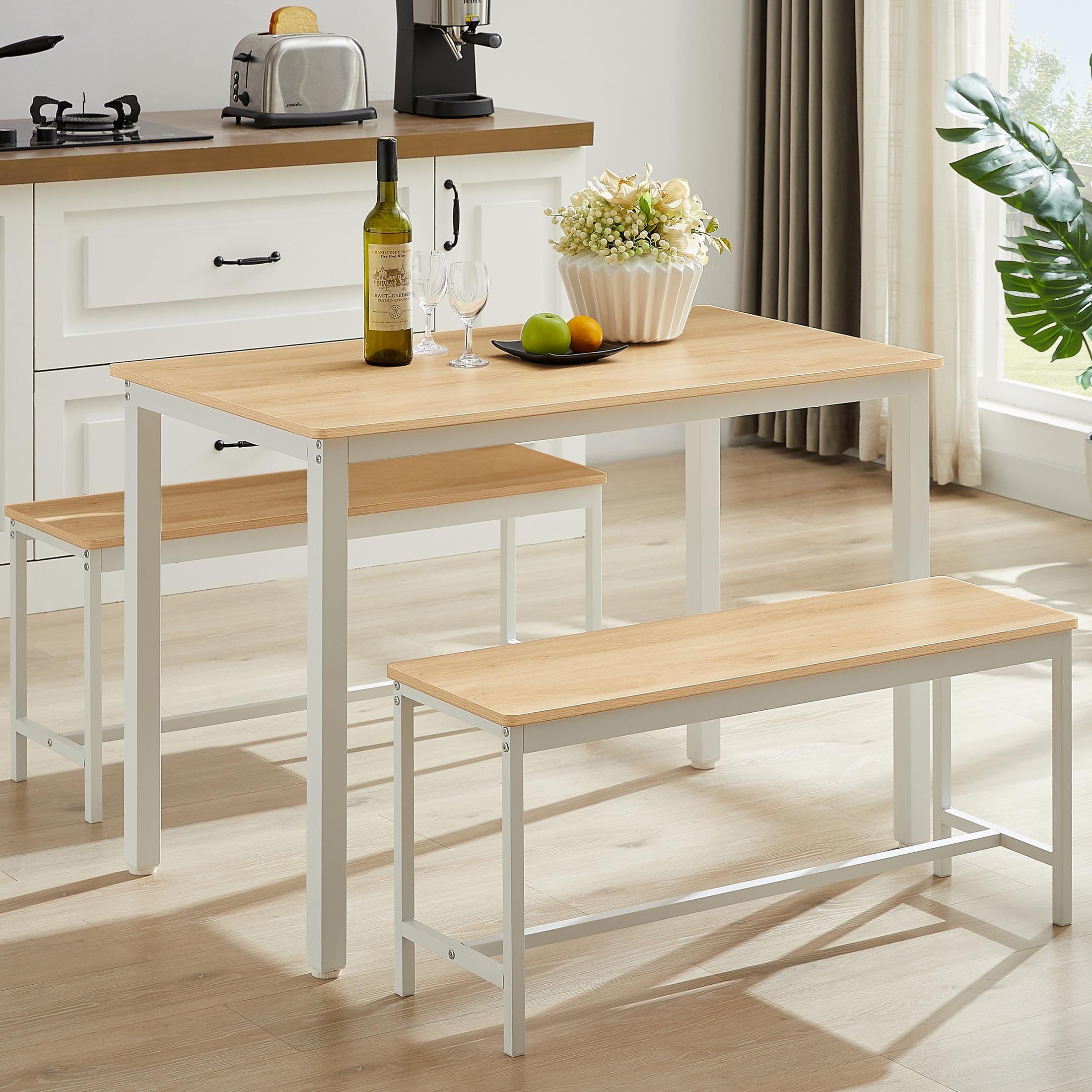 ENYOPRO 3 Piece Dining Table Set with 2 Benches, Table and Chairs Set ...