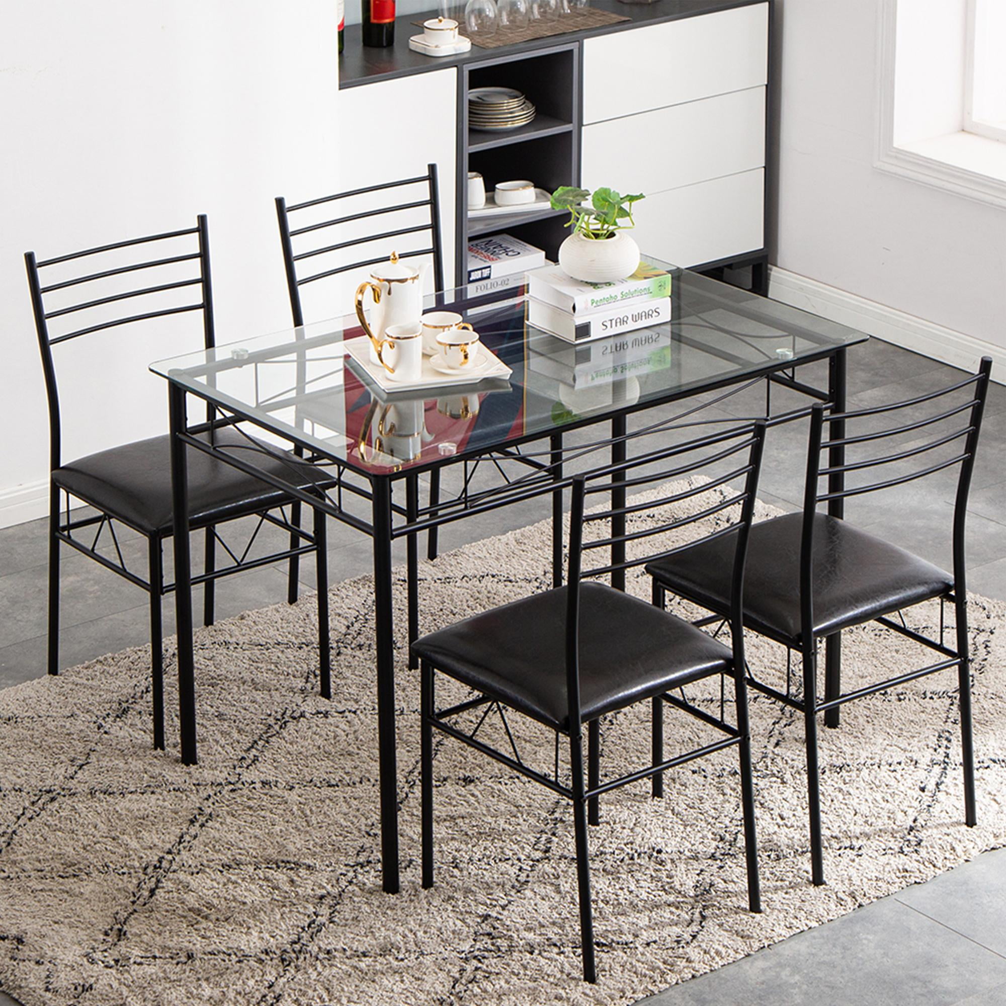 SESSLIFE 5 Piece Table and Chairs Set, Modern Dining Table with 4 ...