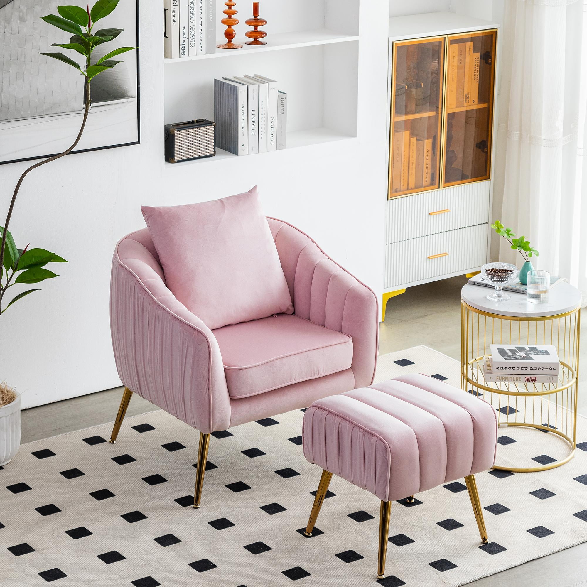 SESSLIFE Accent Chair with Ottoman and Pillow, Comfort Lounge Chair ...