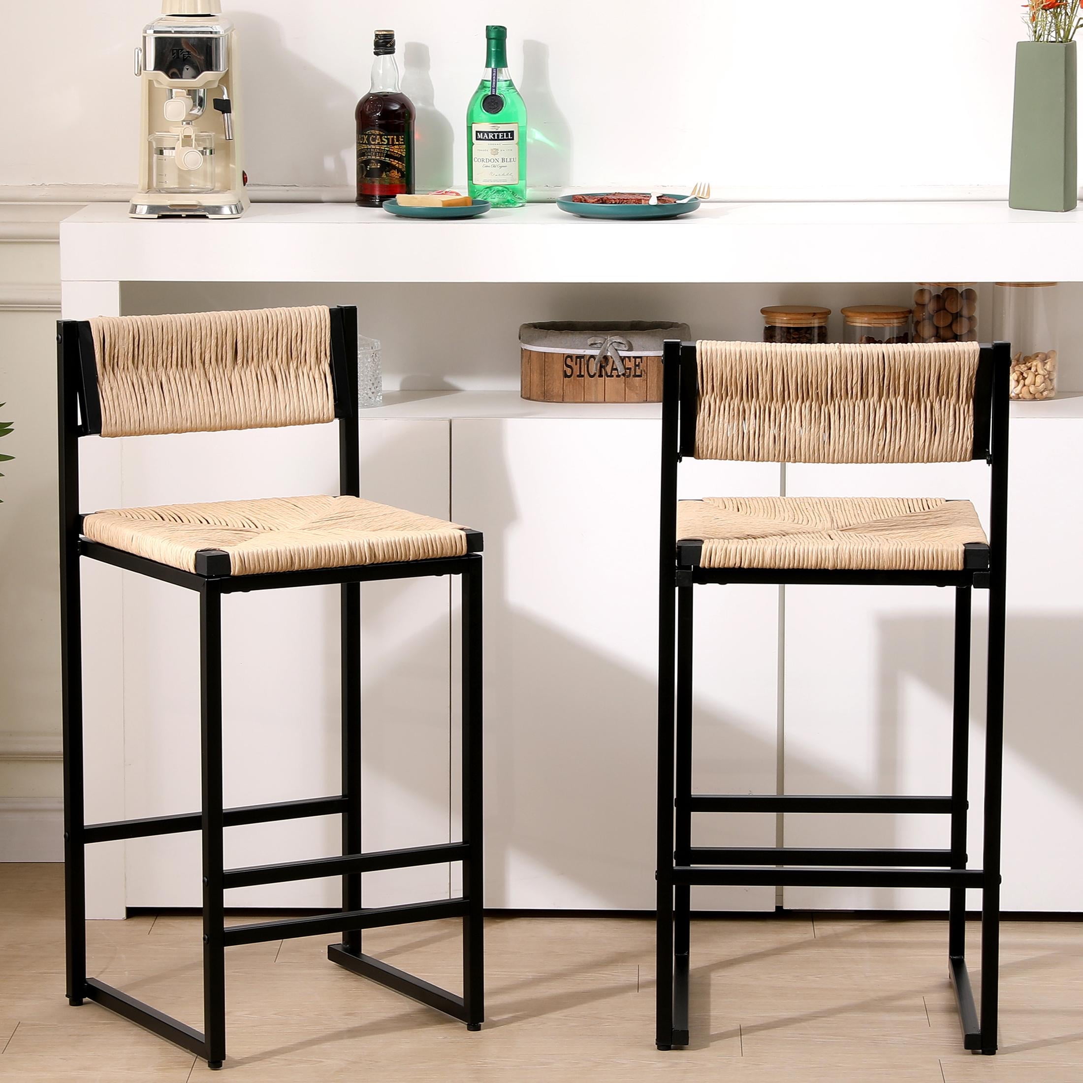 Enyopro Bar Chairs Set of 2, 34.84'' Tall Counter Height Chairs, Paper ...