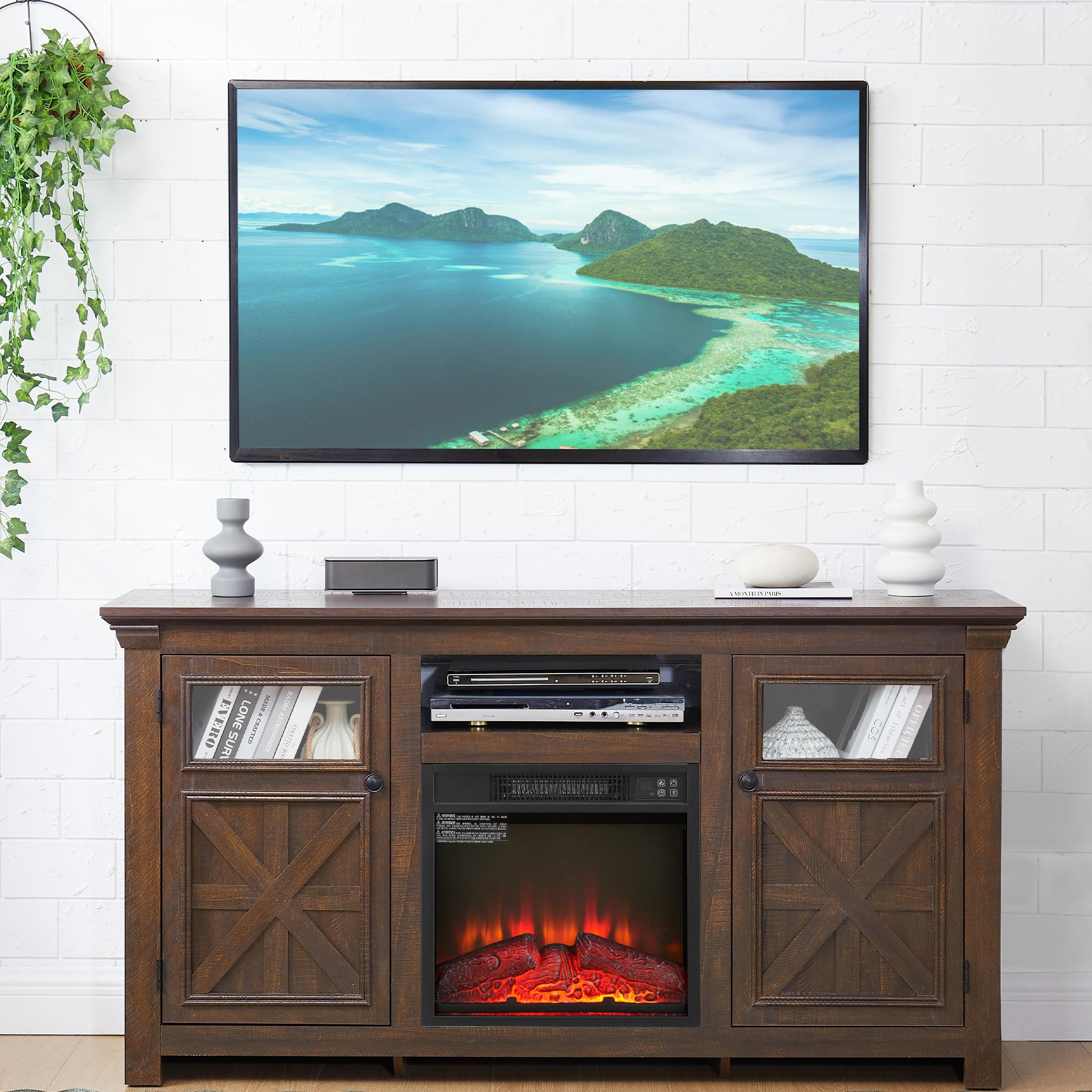 SESSLIFE Fireplace TV Stand for 65 Inch TV, TV Console with 23 ...