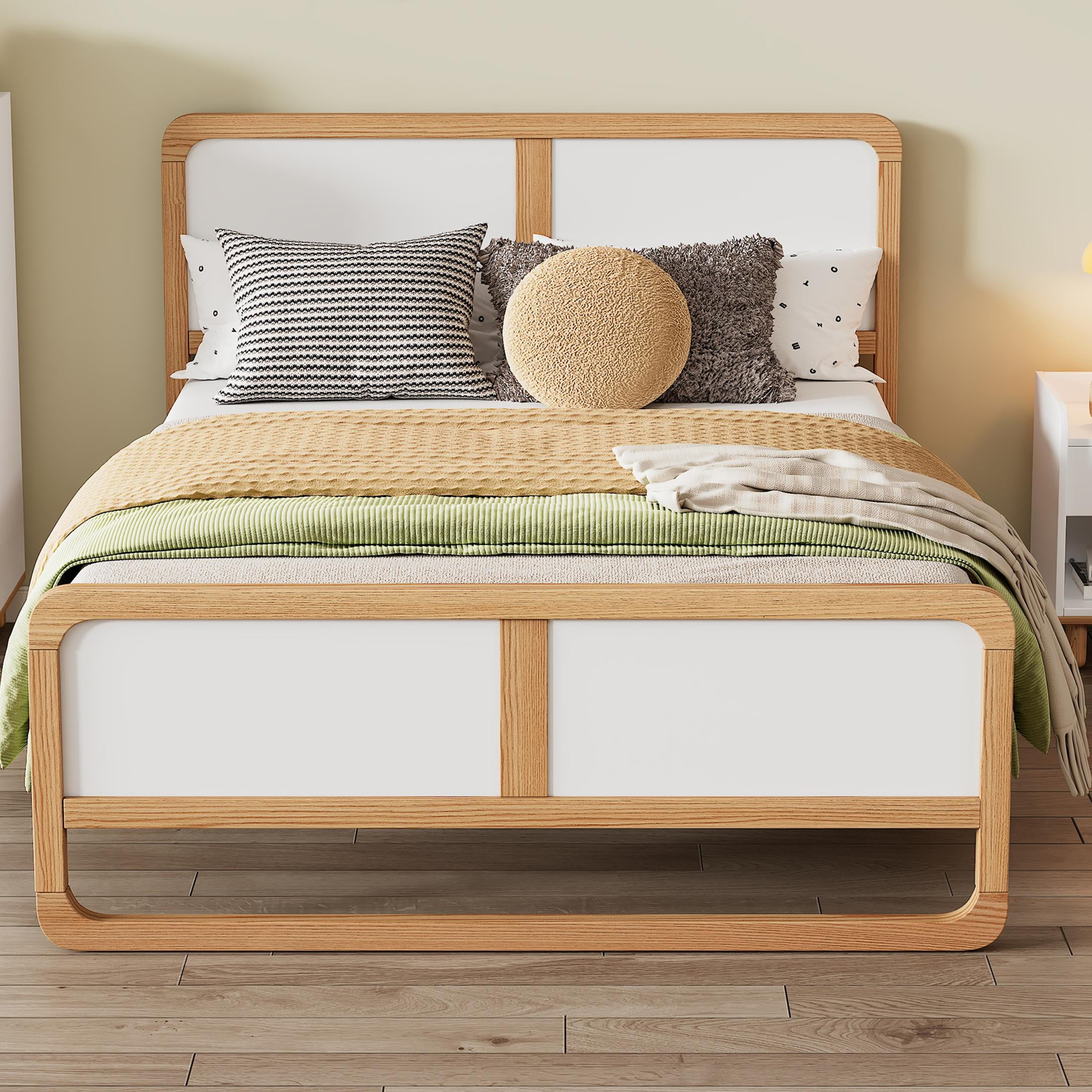 ENYOPRO Full Wood Platform Bed, Modern Full Bed Frame with Headboard ...