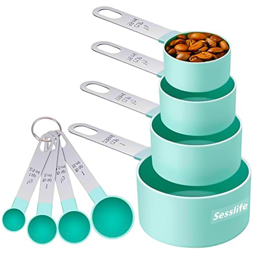 SESSLIFE Measuring Cups and Spoons, Snap Together Tablespoon Combo, 8pc ...