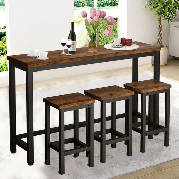 SESSLIFE 4-Piece Counter Height Bar Table Set, Pub Dining Height Table ...