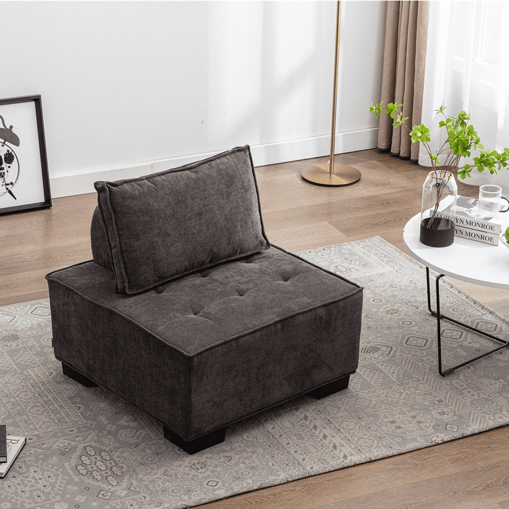 SESSLIFE Square Single Sofa Chair, Modular Sectional Sofa with Sturdy ...