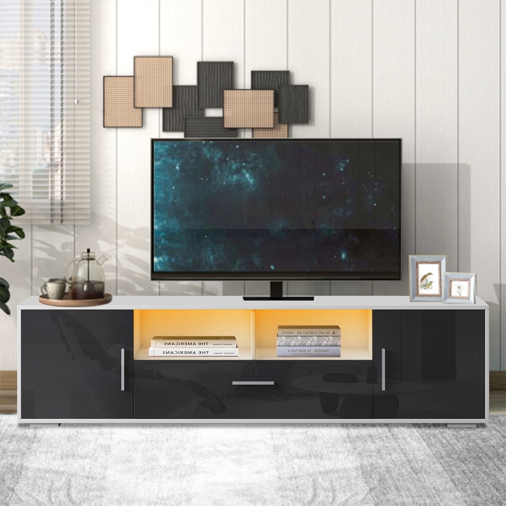 SESSLIFE Storage TV Stand for 70 Inch TV, TV Cabinet with 16 Color LED ...