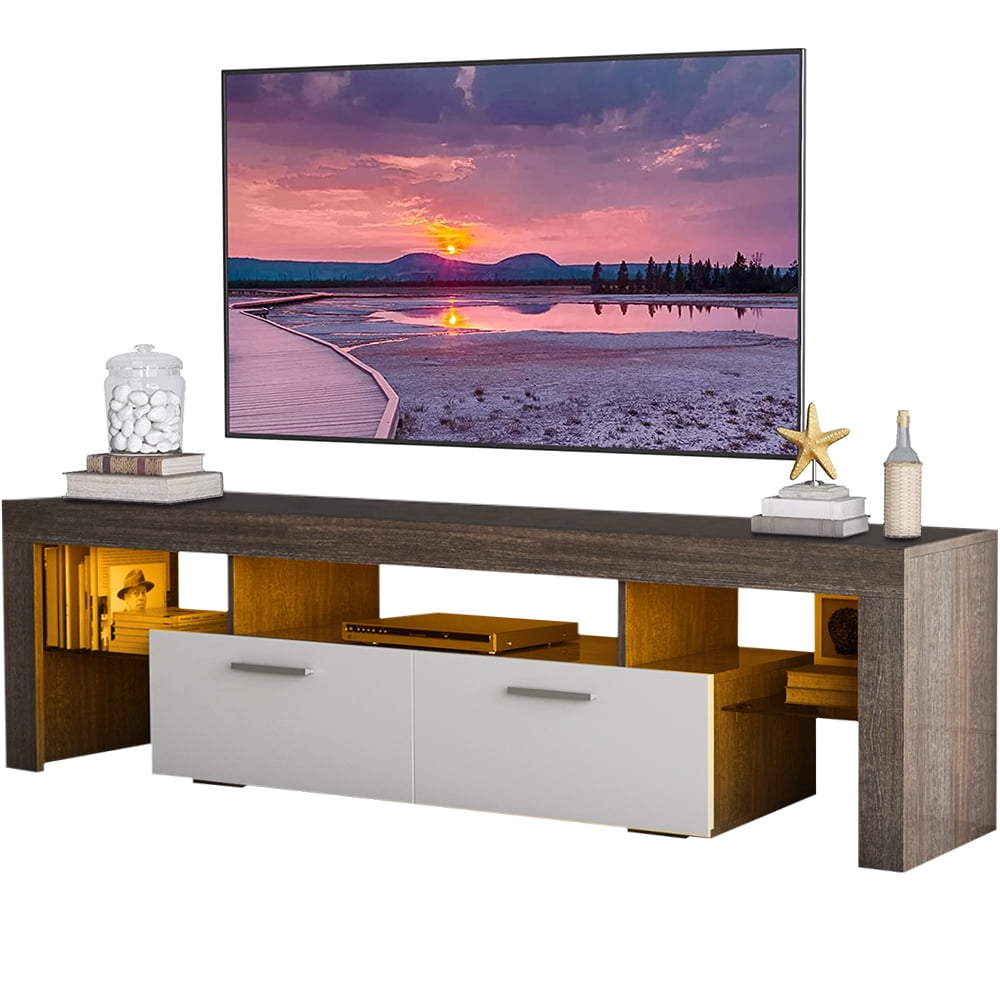 SESSLIFE High Gloss LED TV Stand for 70 inch TV with Storage ...