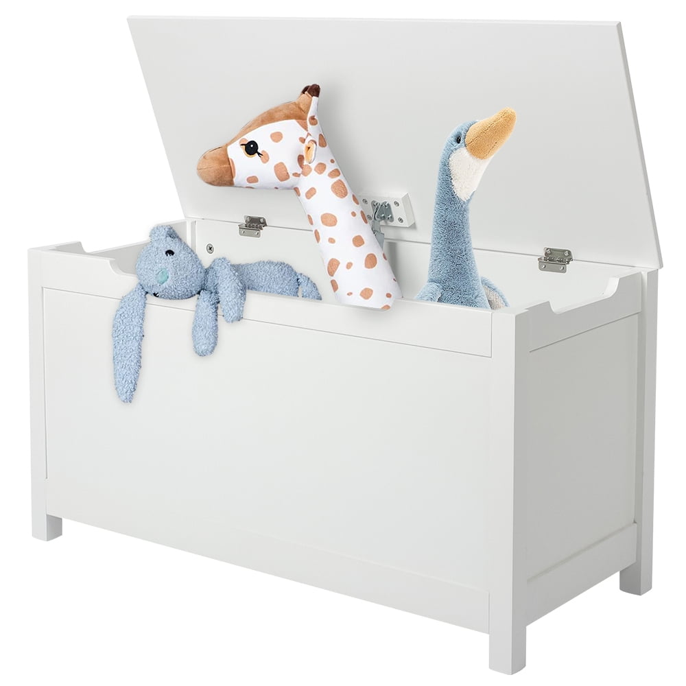 SESSLIFE Large Wooden Toy Storage Box, Bench Top Chest with Safety ...