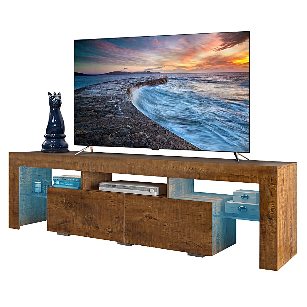 SESSLIFE Walnut TV Stand for 70 Inch TV, Farmhouse Wood Entertainment ...