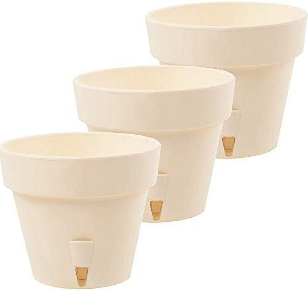 SET of 3 10.8" Self Watering Planters in CREAM - Flower Pot with Bottom ...