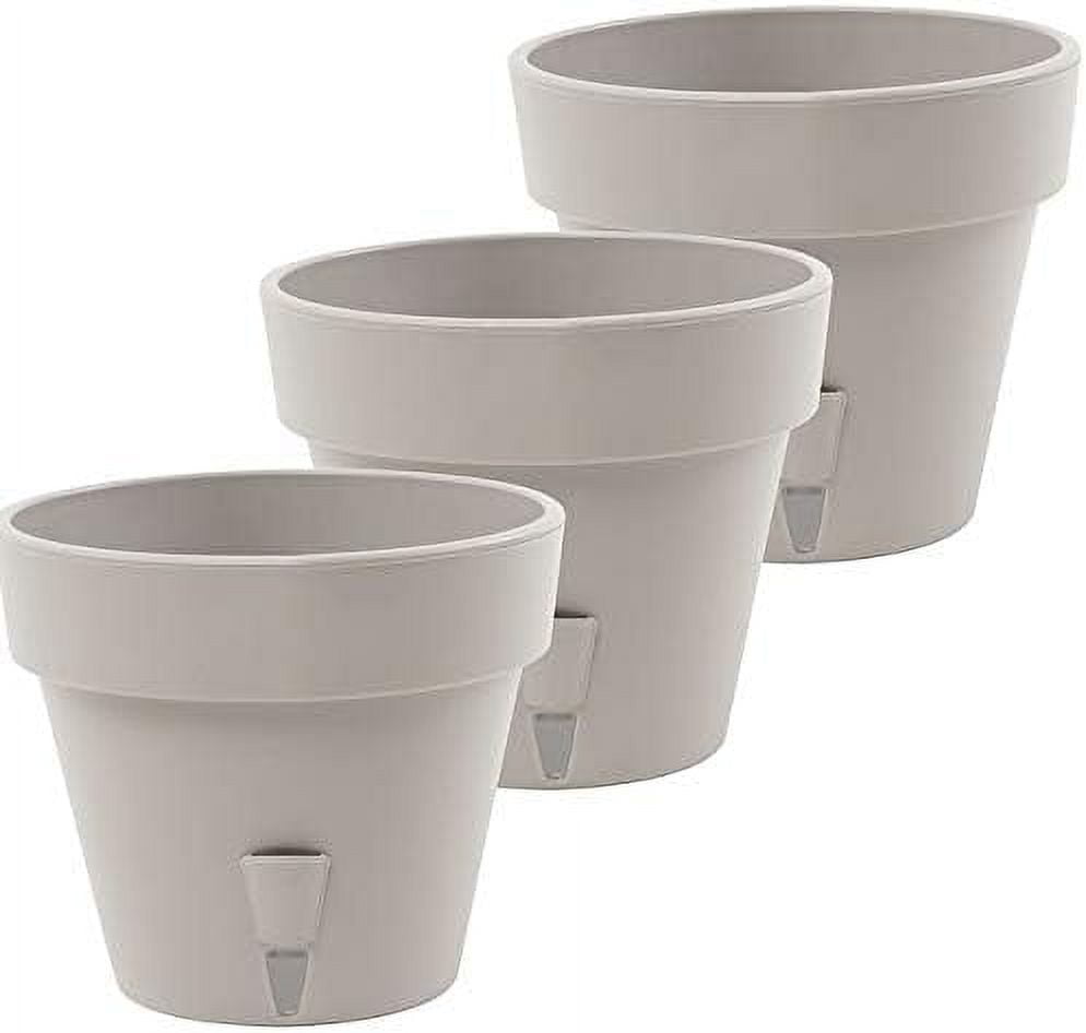 SET of 3 10.8" Self Watering Planters in SAND - Indoor/Outdoor Flower ...