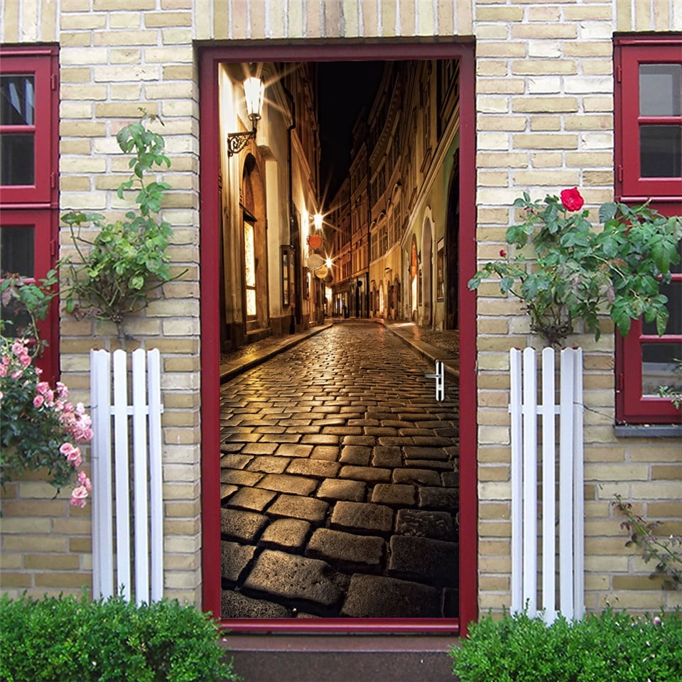 SET Door Sticker PVC Self-adhesive Waterproof D Removable Home r Wine ...