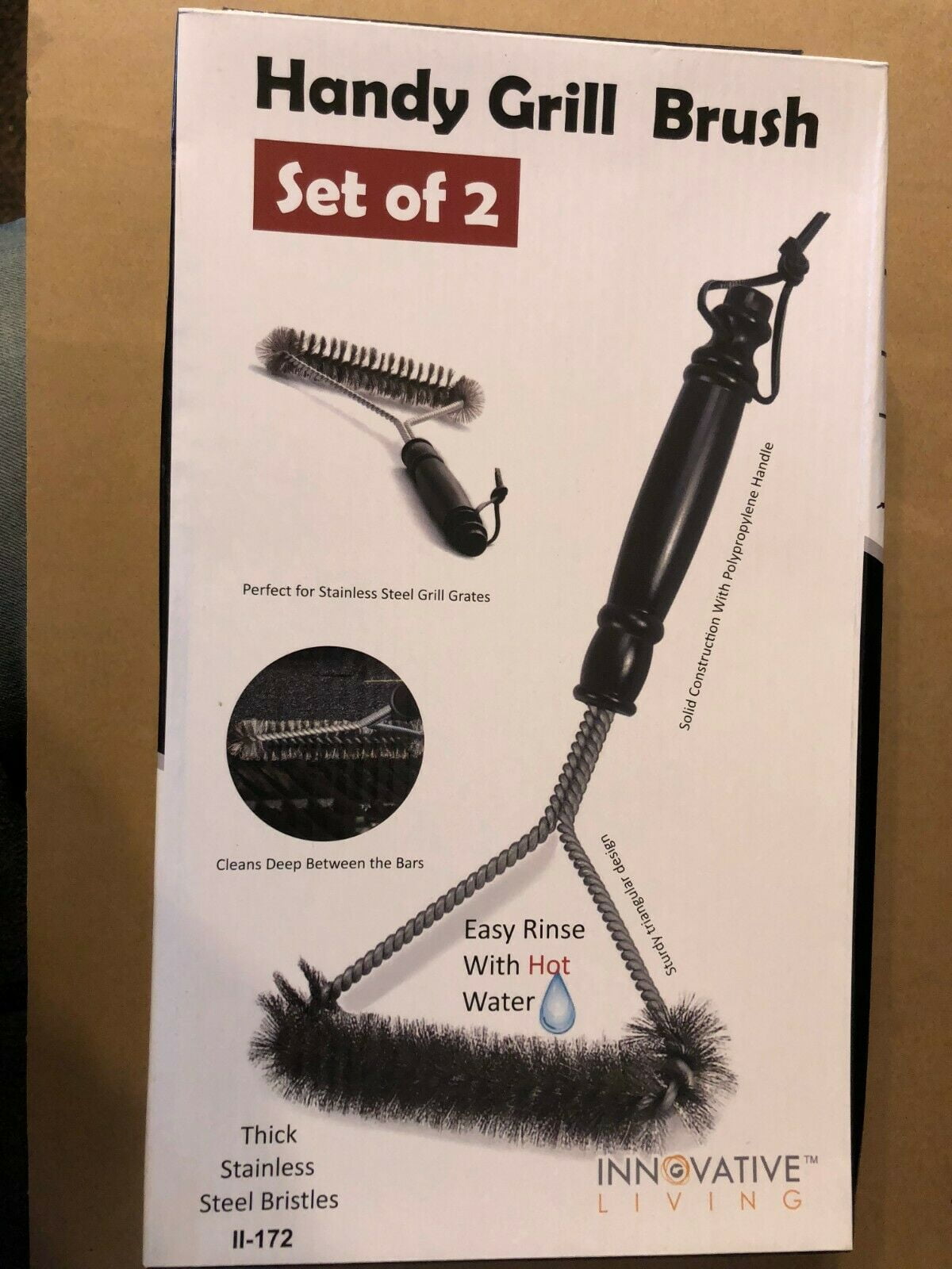 SET OF 2 BBQ Grill Brush Scrubber Barbecue Cleaning Tool Stainless ...