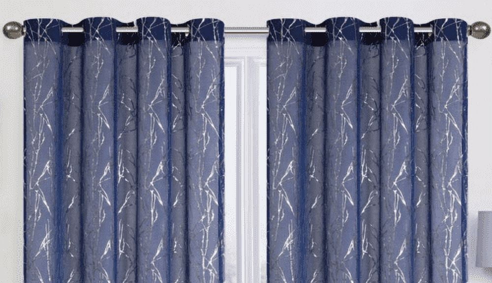 SET OF 2 MARTINA GROMMET TOP SNOW VOILE CURTAIN PANELS WITH SILVER ...