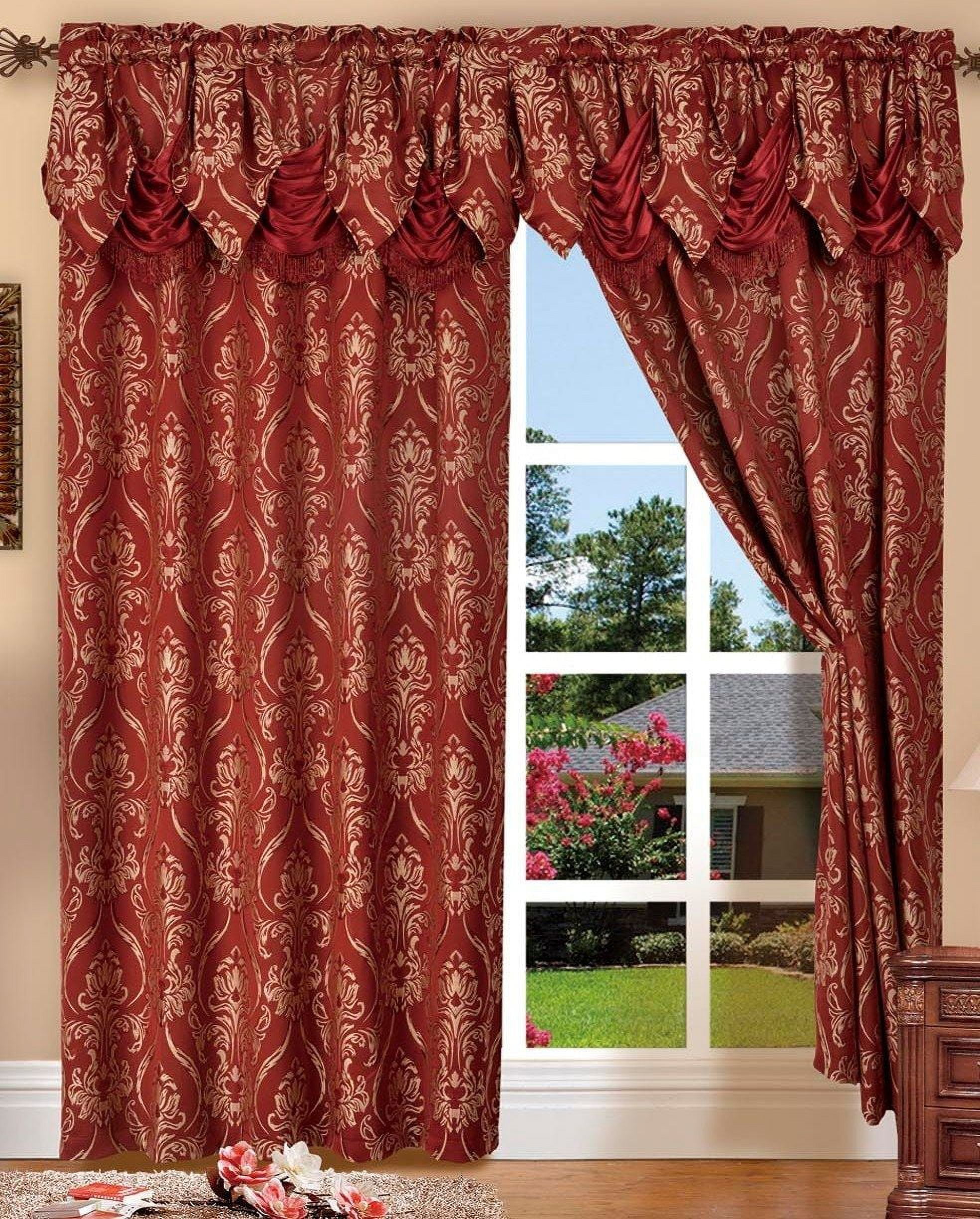 Penelopie Curtain Panels Set of 2, Attached Austrian Valance, 84" Long ...