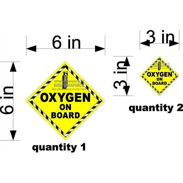 SET OF 3 OXYGEN ON BOARD VINYL DECALS FOR CAR WINDOWS OR DOOR - Walmart.com