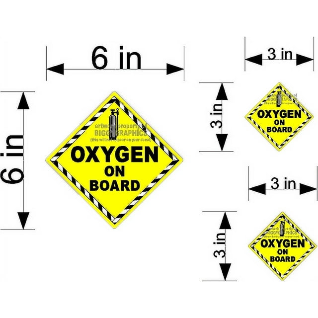 SET OF 3 OXYGEN ON BOARD VINYL DECALS FOR CAR WINDOWS OR DOOR - Walmart.com