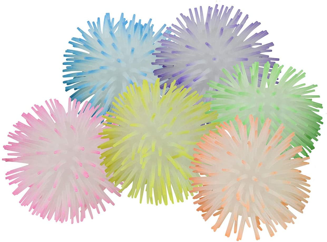 SET OF 6 - Glow in the Dark 4" Puffer Ball - Indoor Soft Hairy Air ...