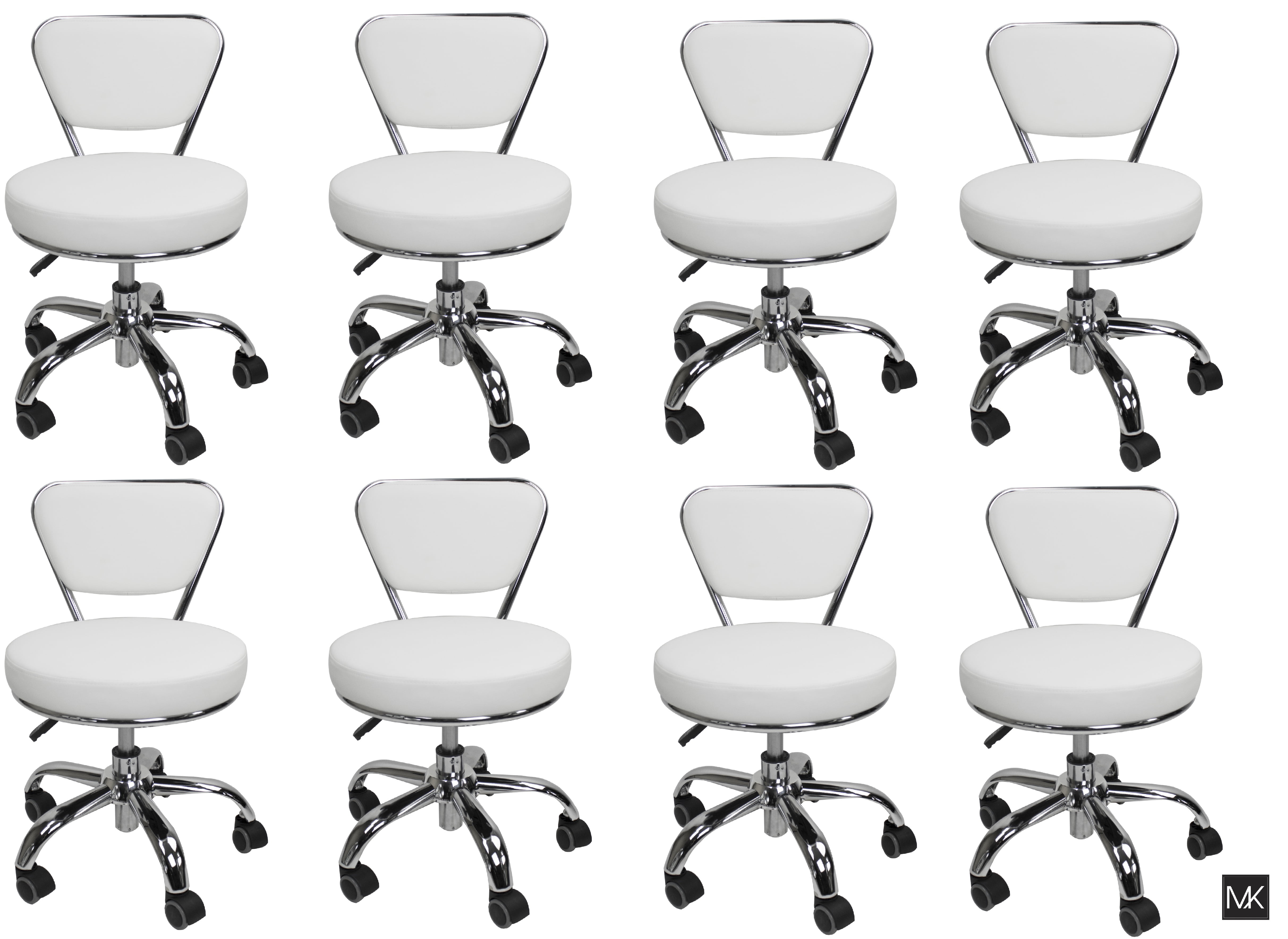 SET OF 8 Salon DAYTON WHITE Nail Pedicure Stool/ Chair Pneumatic ...